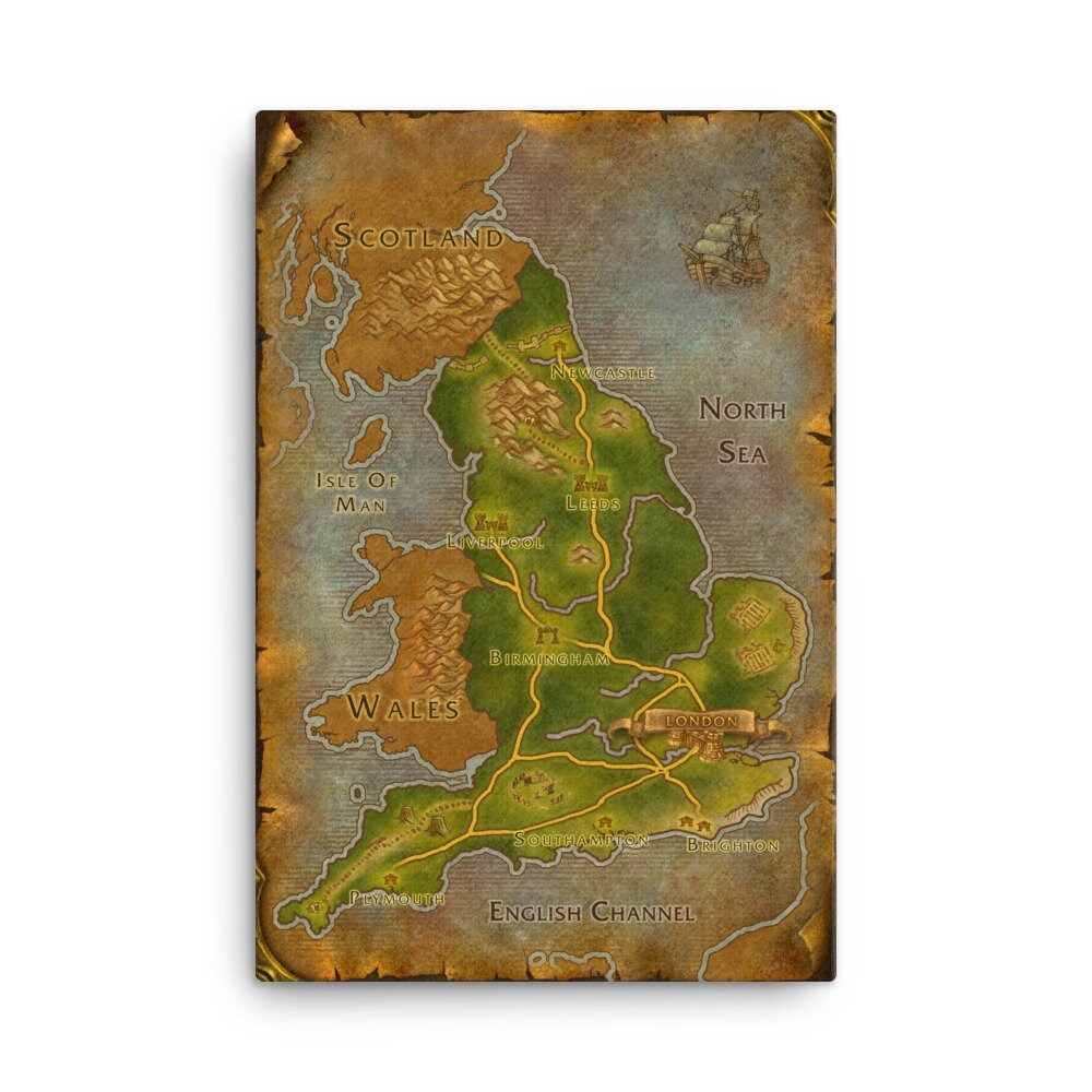 Map of England alternative Version World of Warcraft Style - Etsy