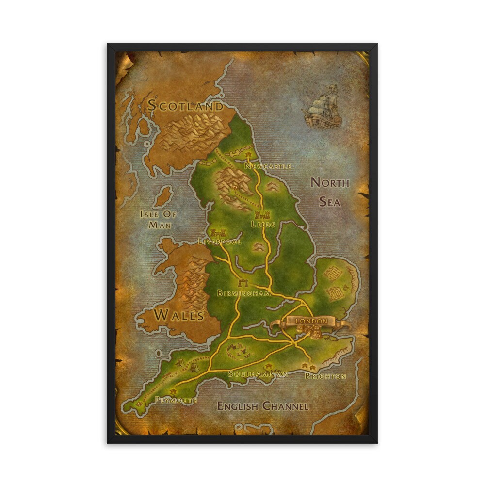 Map of England alternative Version World of Warcraft Style - Etsy