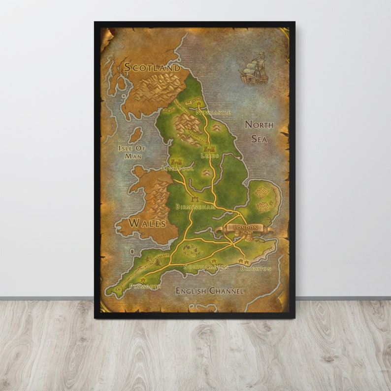 Map of England alternative Version World of Warcraft Style - Etsy