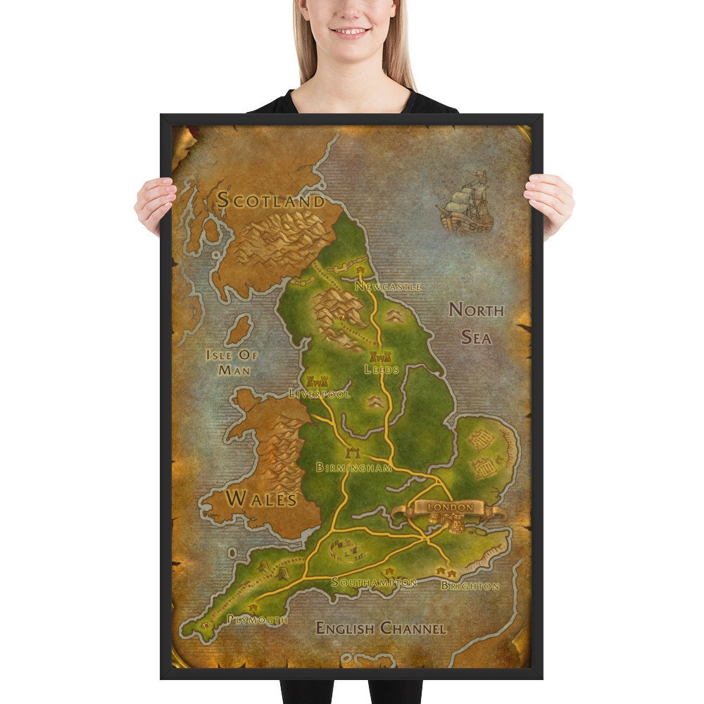 Map of England alternative Version World of Warcraft Style - Etsy