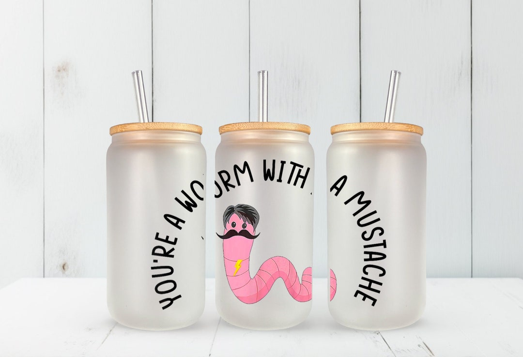 Glass Tumbler | 16 Oz | Sandoval | Worm With a Mustache | Sublimation ...