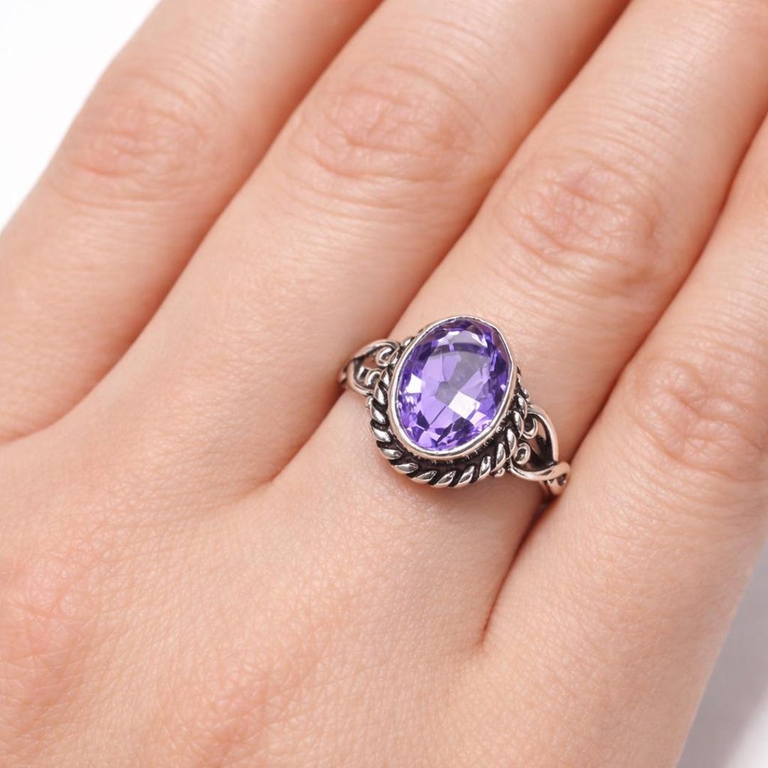 Iolite Gemstone Ring Blue Oval Handmade 925 Sterling Silver Dainty ...