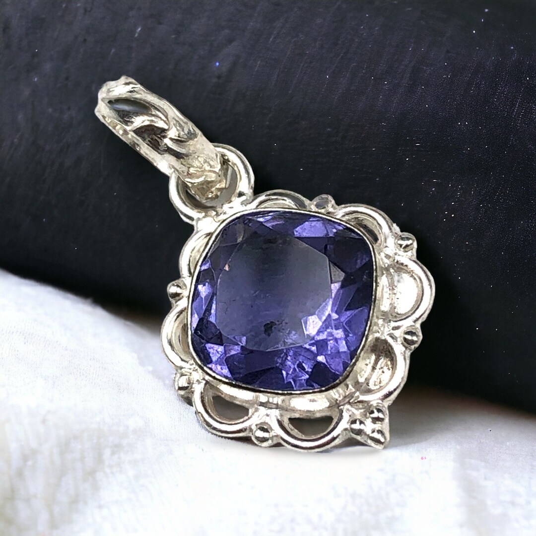 Antique Natural Iolite Pendant, Gemstone Pendant, Blue Pendant, 925 ...