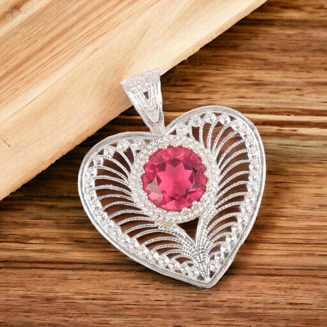 Pnik Tourmaline Gemstone Genuine Pendant in 925 Sterling Silver October ...