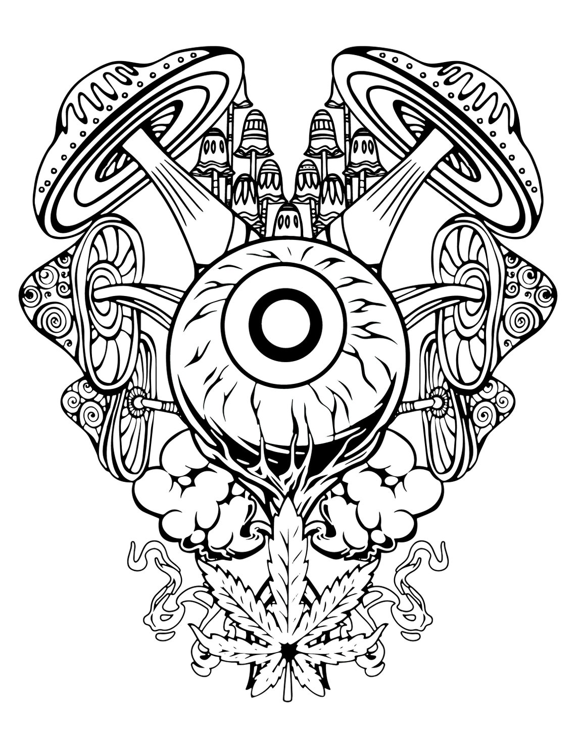 Magic Mushrooms Printable Coloring Pages / Digital Download / Stoner ...