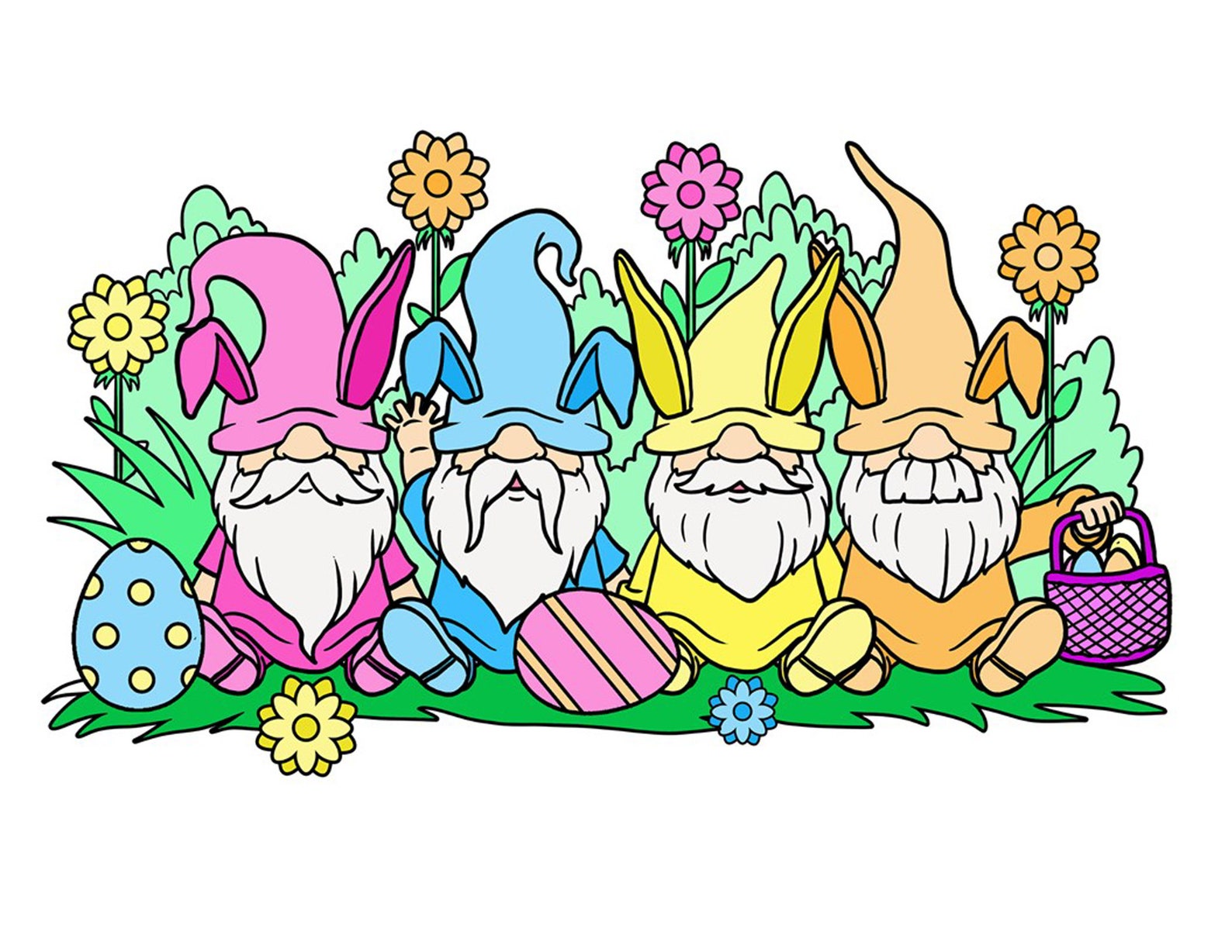 Easter Coloring Pages Printable / Easter Gnomes / Digital Download ...
