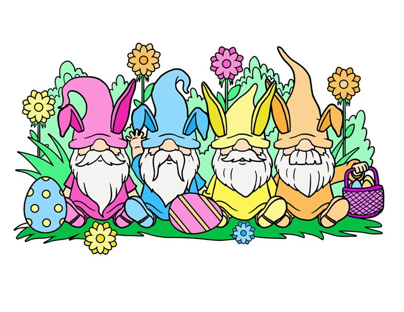 Easter Coloring Pages Printable / Easter Gnomes / Digital Download ...