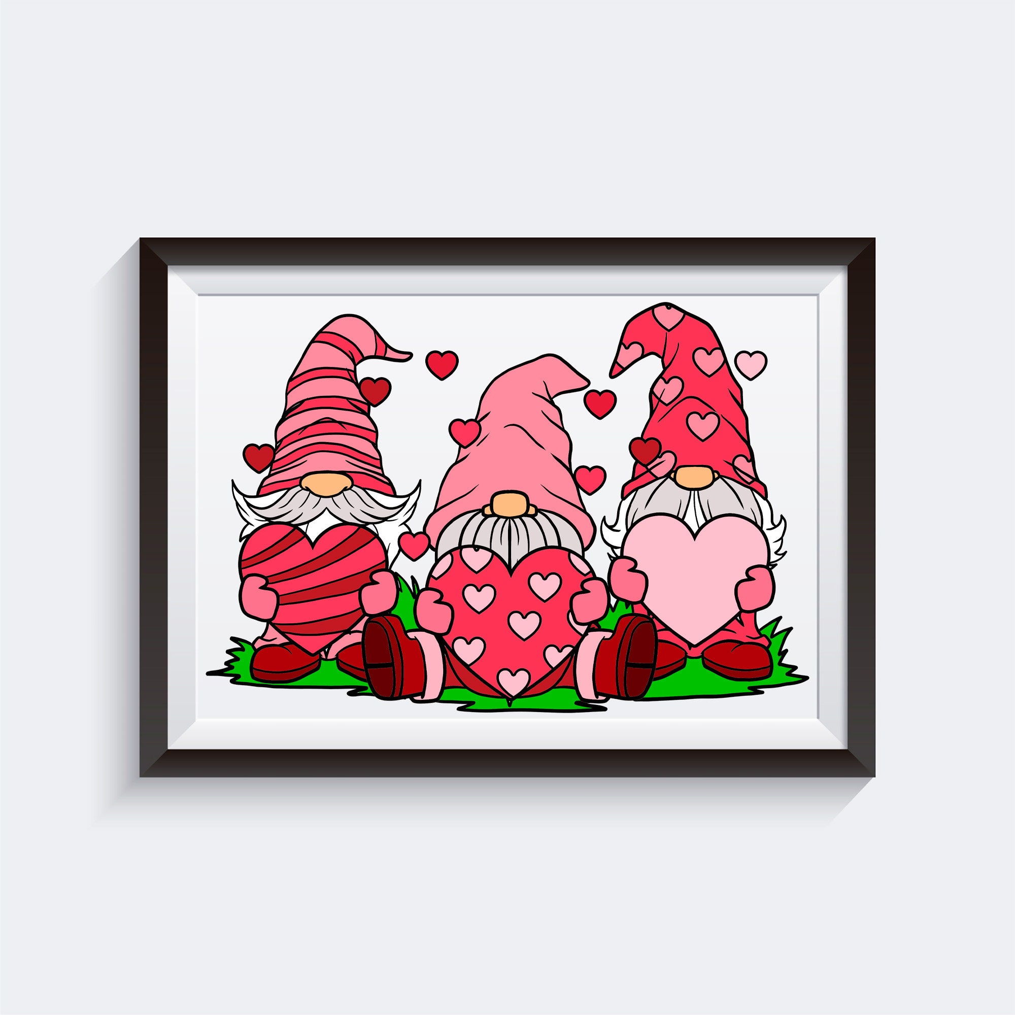 Valentines Gnomes Printable Coloring / Kids Valentines Day Downloadable ...