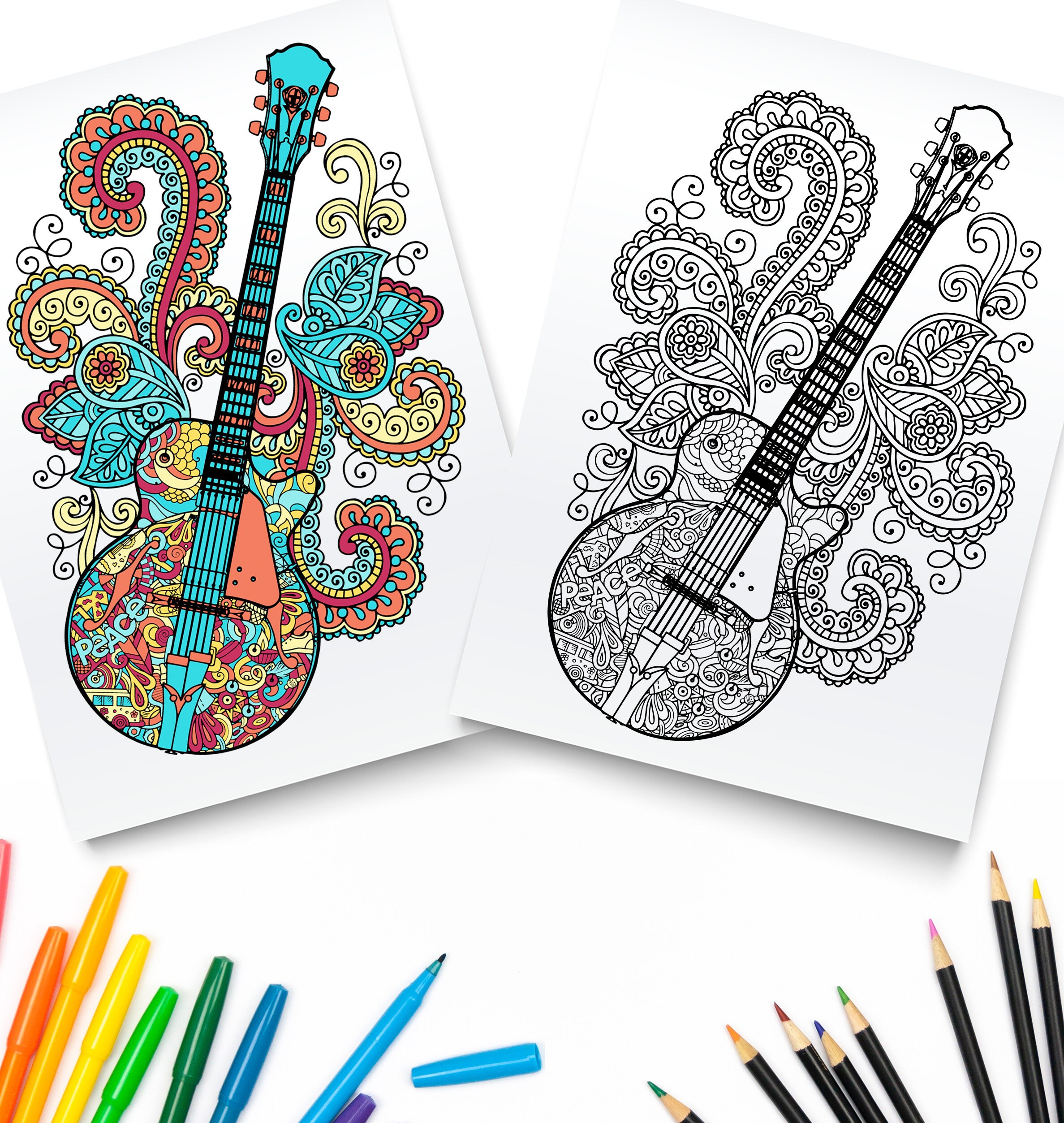 Guitar Printable Coloring Pages