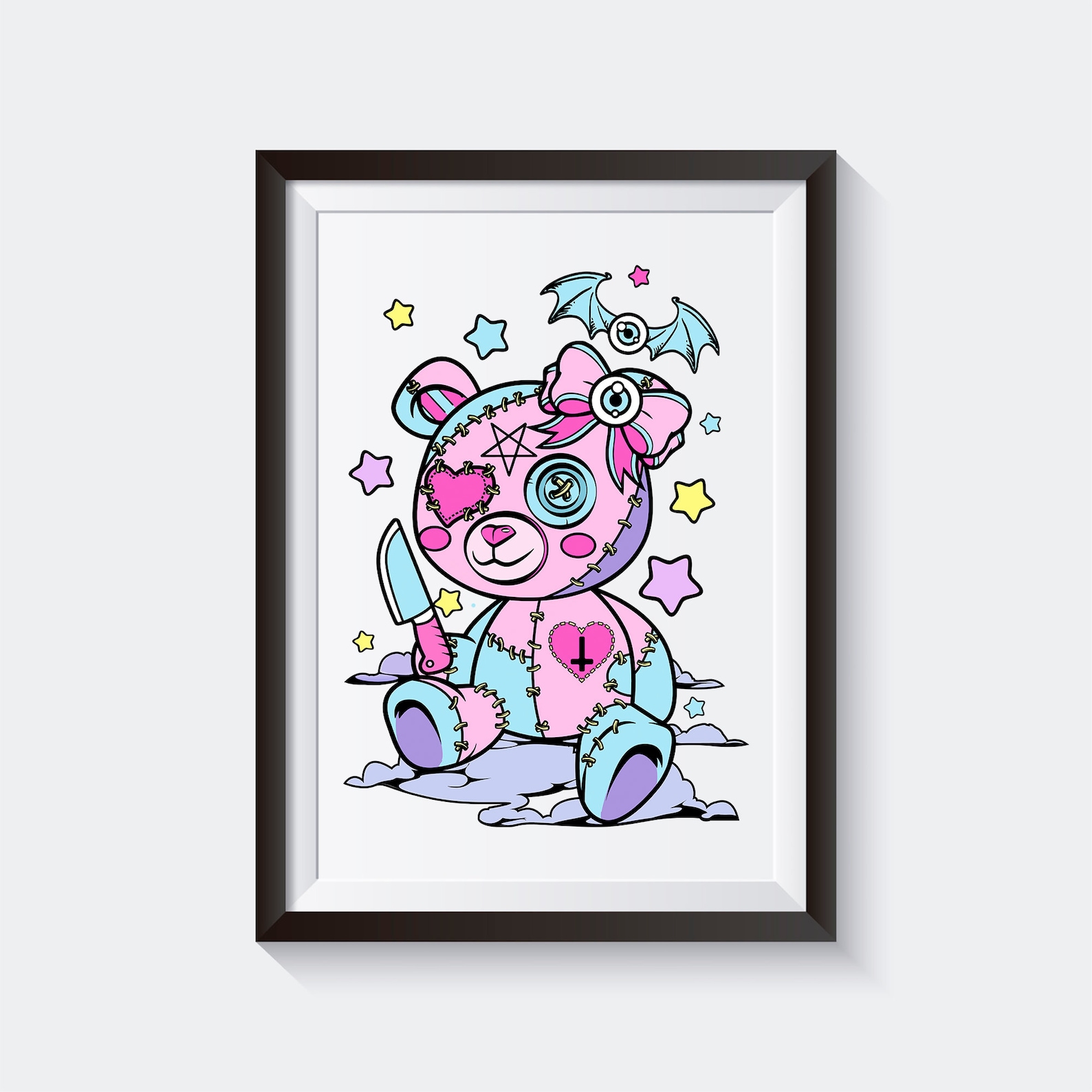 Printable Pastel Goth Coloring Pages / Demon Cat / Scary Cute - Etsy