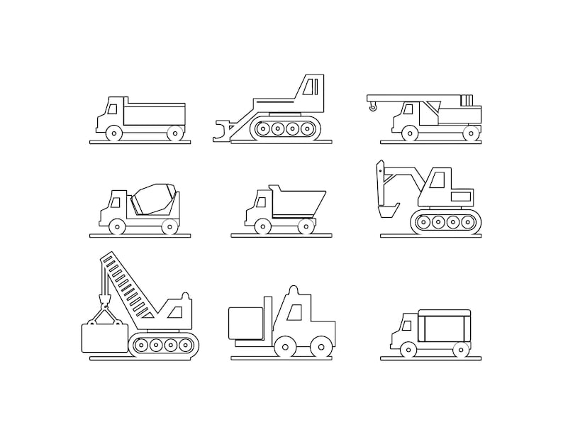 Printable Construction Trucks / Digital Download / Construction Vehicle ...