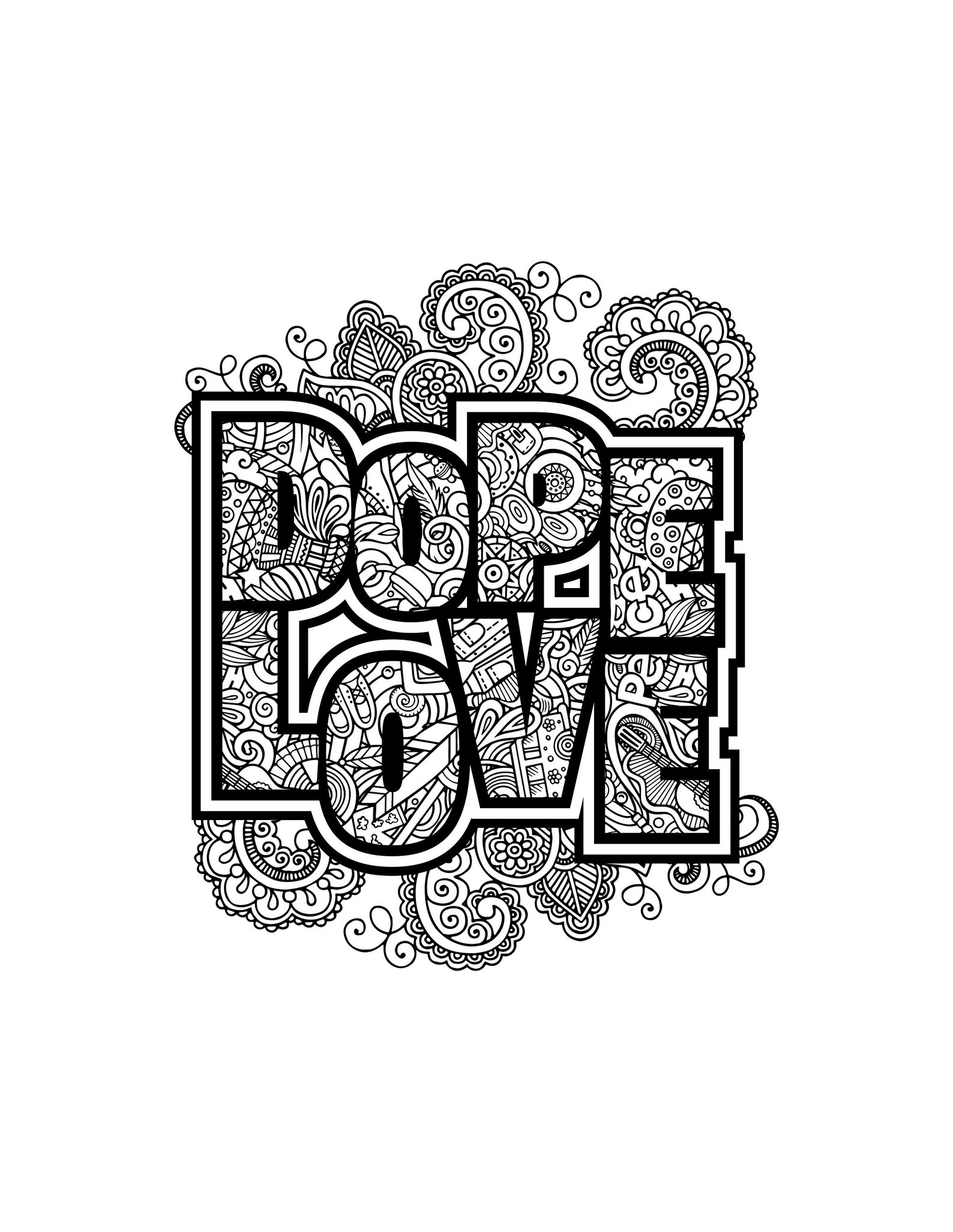 Dope Love Printable PDF / Digital Download / Trippy Coloring Page - Etsy