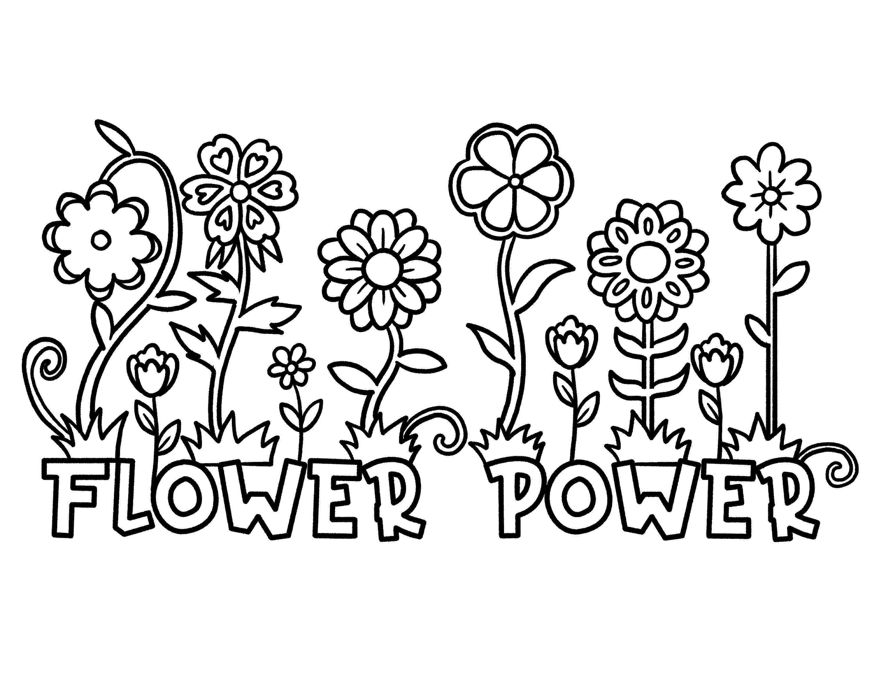 Printable Flower Power / Flower Coloring Page / Digital Download ...