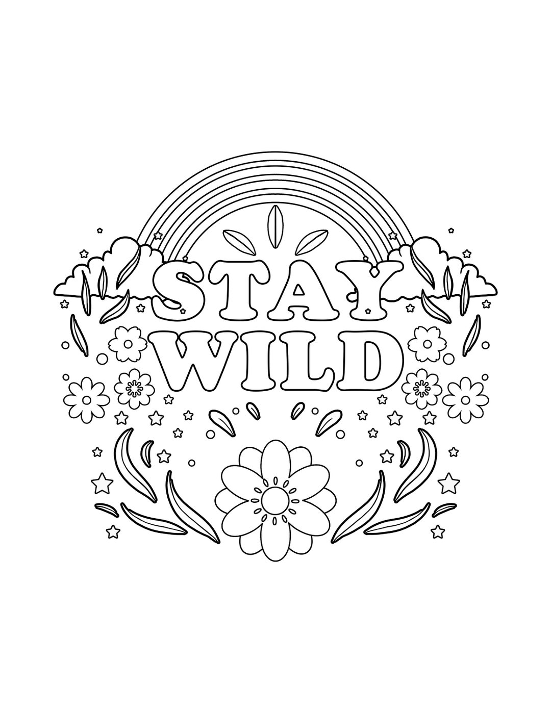 Printable Stay Wild / Digital Download / Floral Designs / Inspirational ...