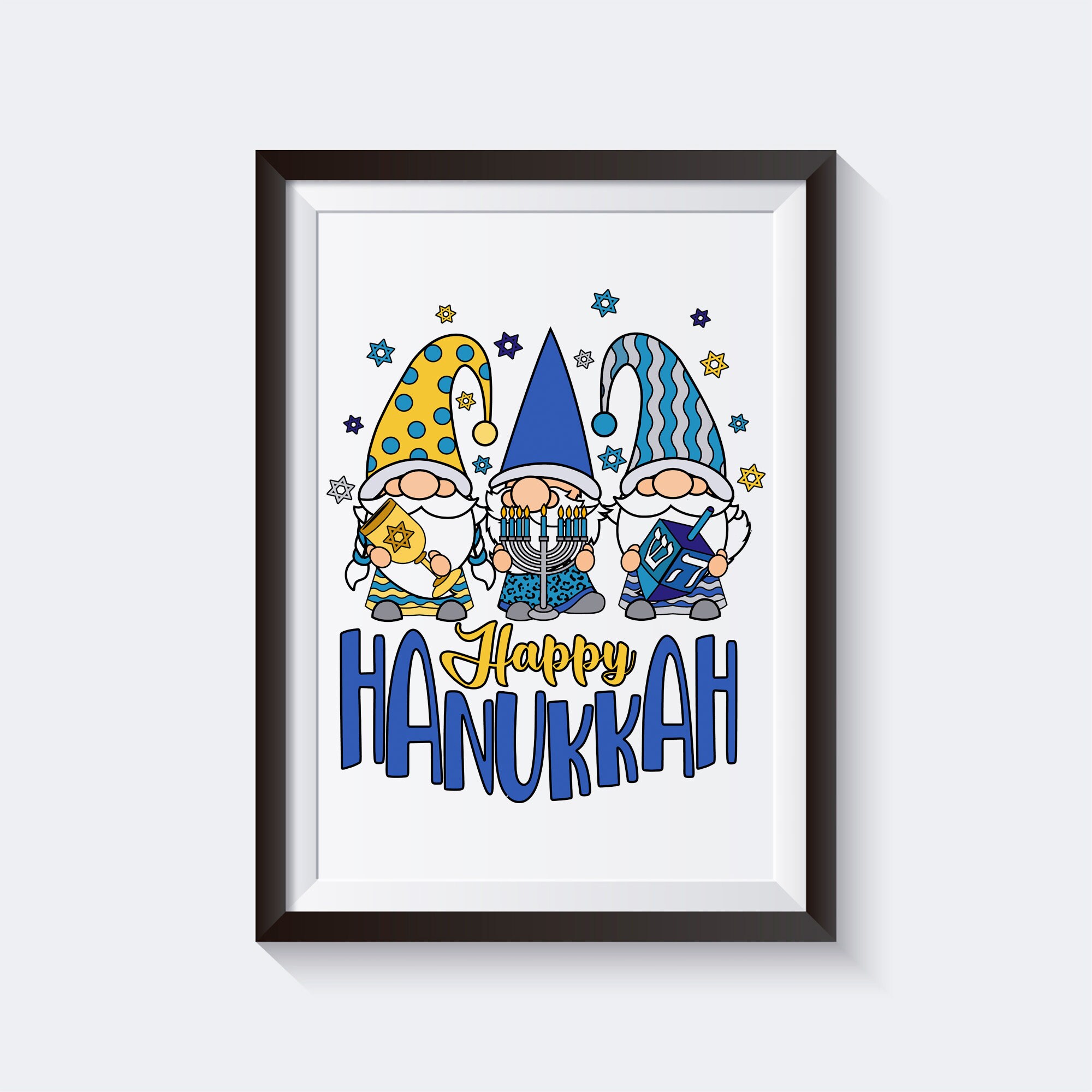 Printable Happy Hanukkah / Jewish Gnomes Art Print / Chanukah Digital ...