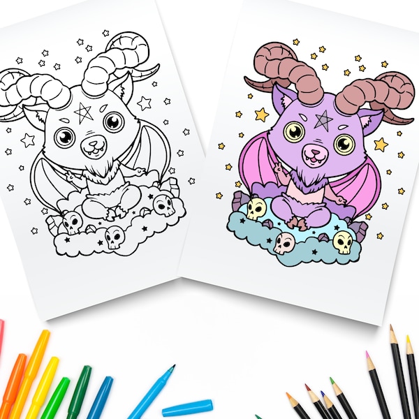 Pastel Goth Baphomet / Pastel Goth Coloring Pages / Creepy Kawaii ...