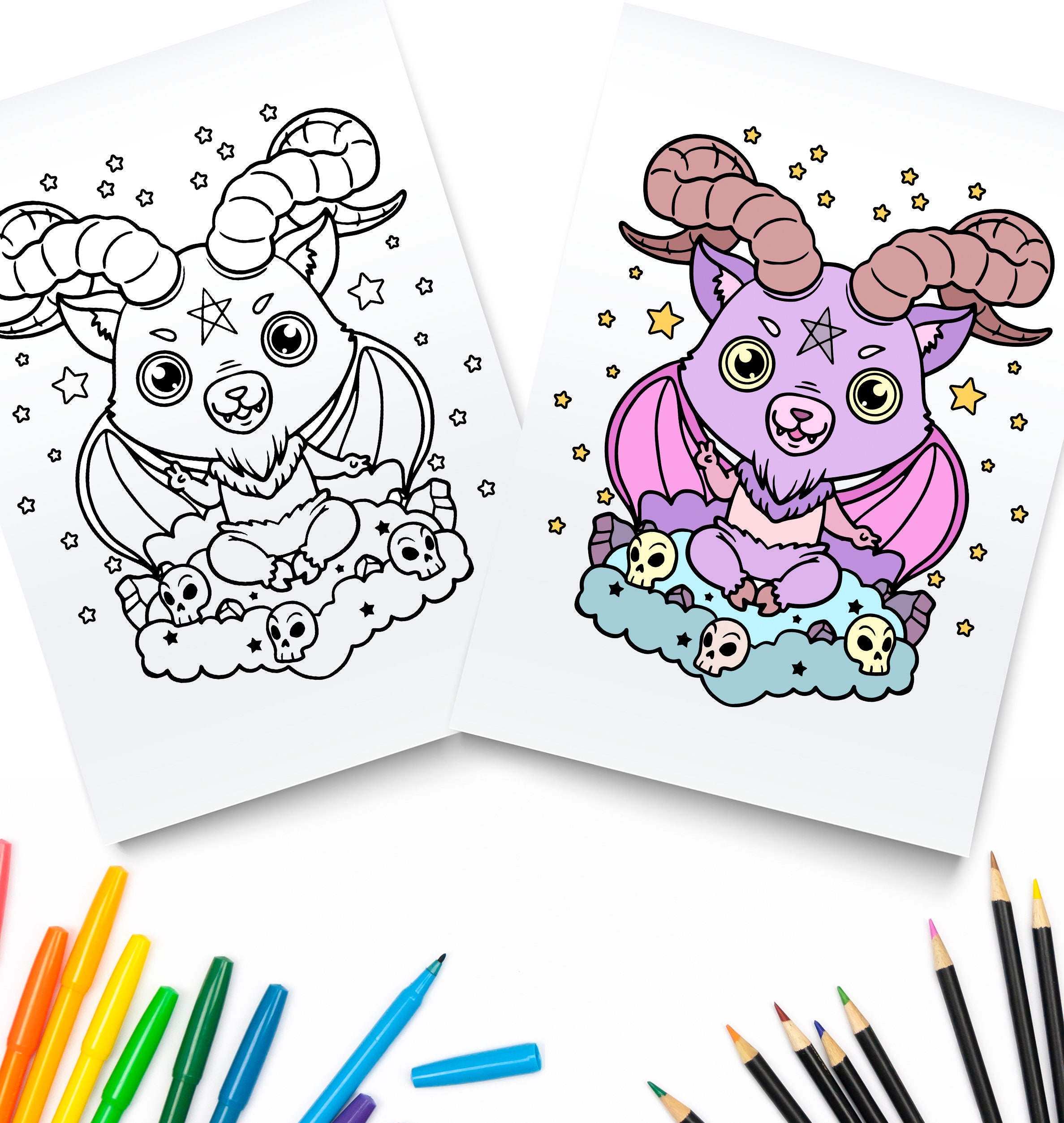 Printable Pastel Krampus / Pastel Goth Coloring Pages / Digital ...