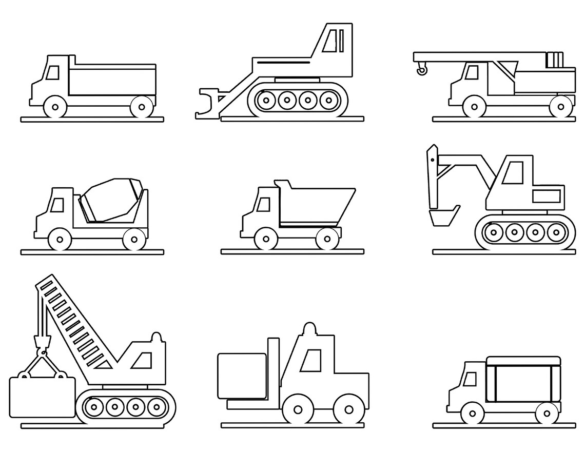 Printable Construction Trucks / Digital Download / Construction Vehicle ...