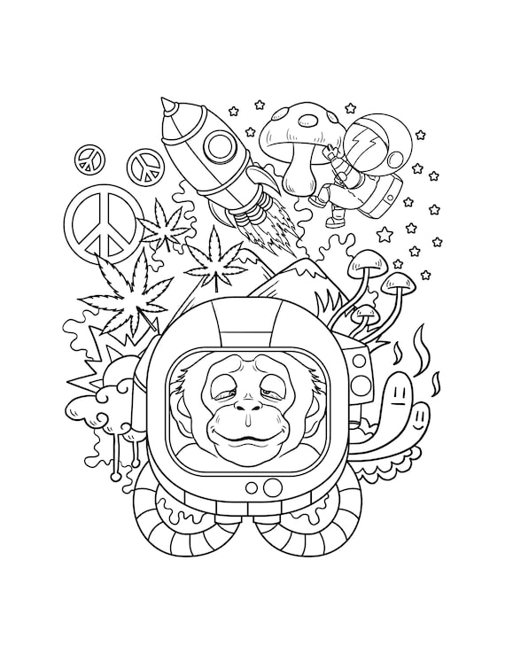 Trippy Hippie Coloring Page / Weeds Printable PDF / Digital - Etsy