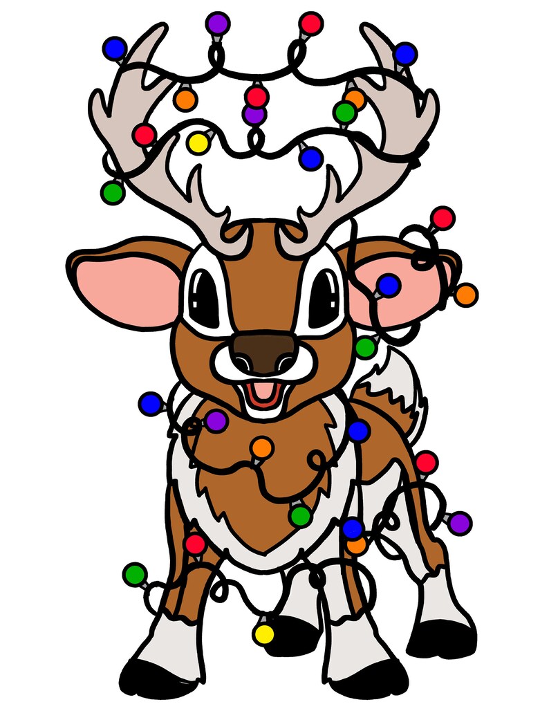 Printable Cute Baby Reindeer Christmas Lights / Santa Deer Rudolph ...