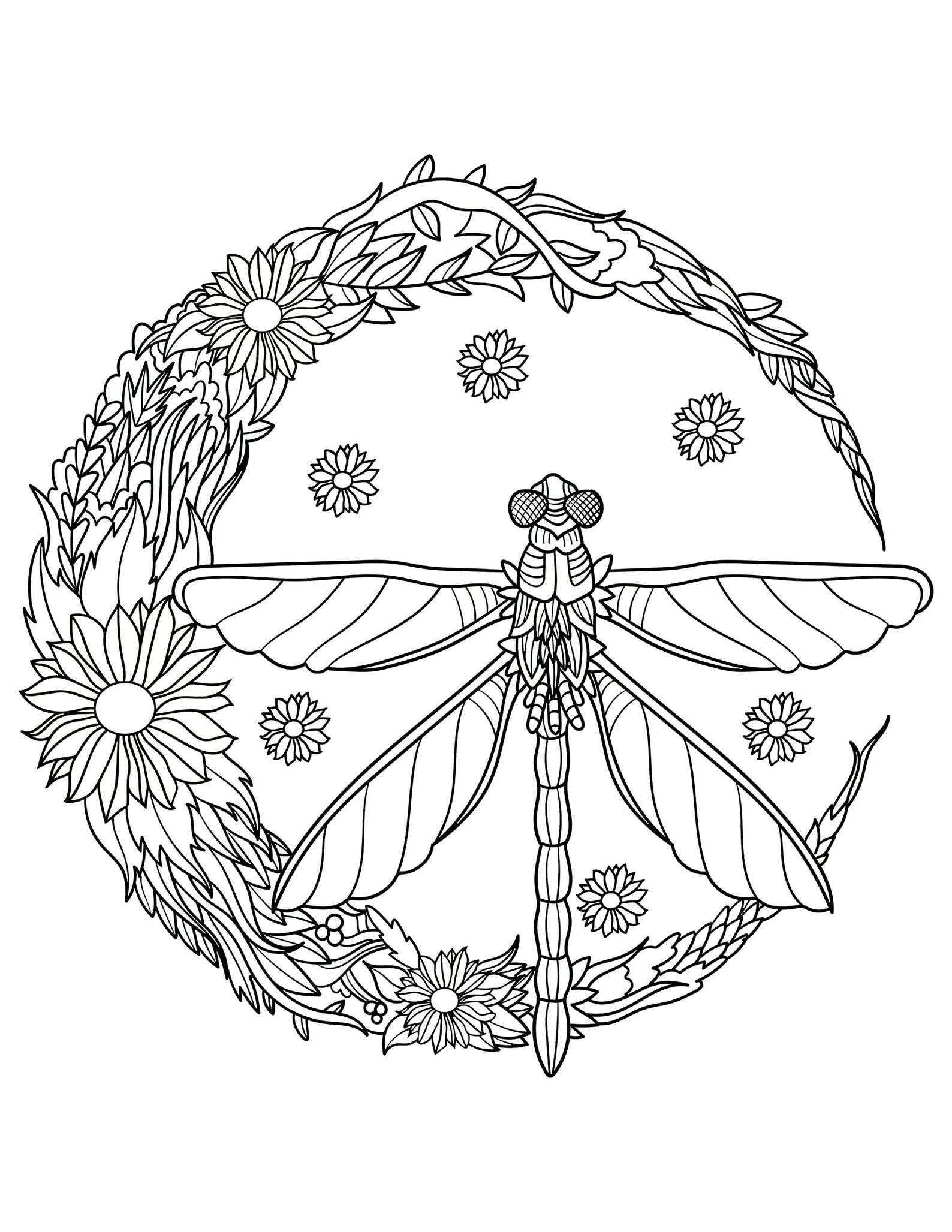 Dragonfly Moon Printable Coloring Pages / Digital Download / Nature ...