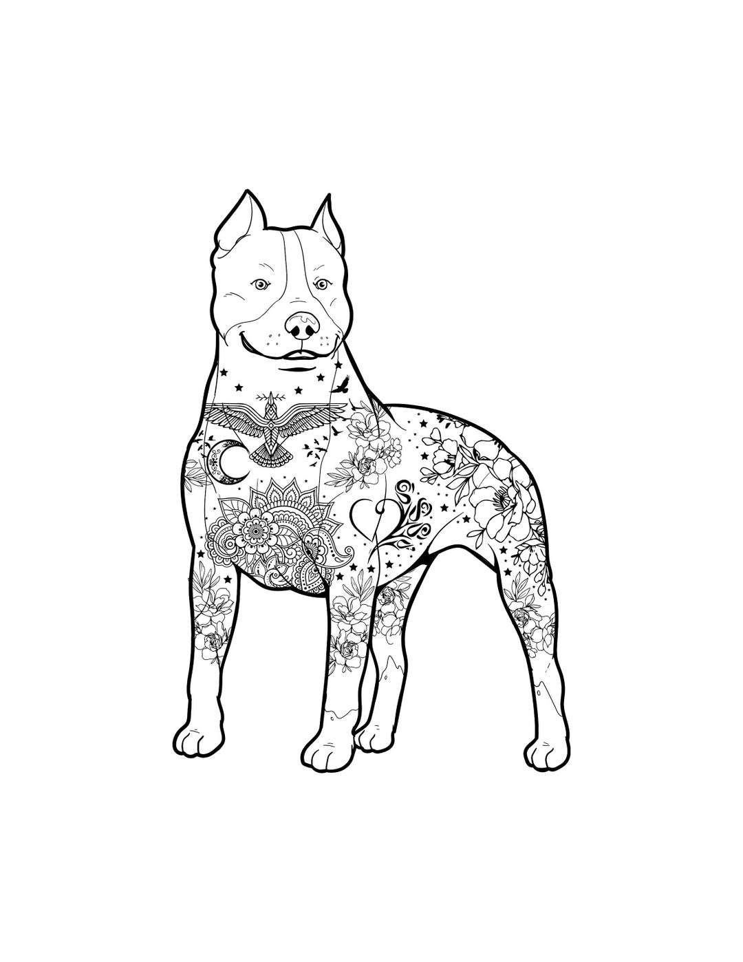 Printable Pitbull With Really Cool Tattoos / Digital Download / Pit ...