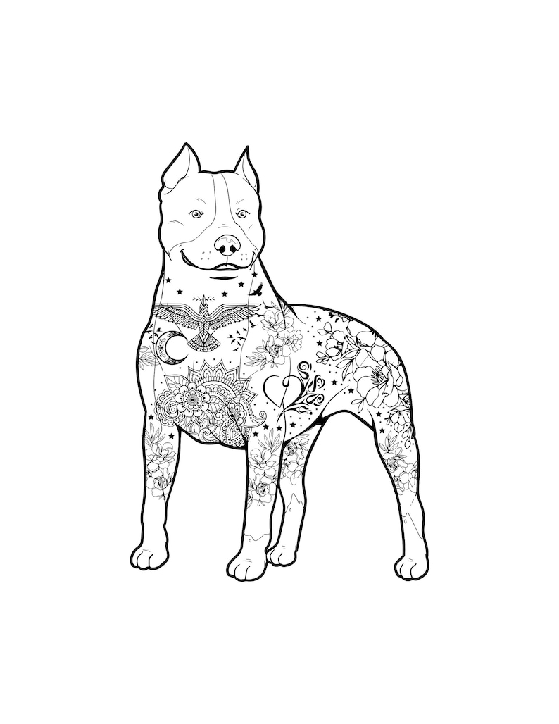 Printable Pitbull With Really Cool Tattoos / Digital Download / Pit ...