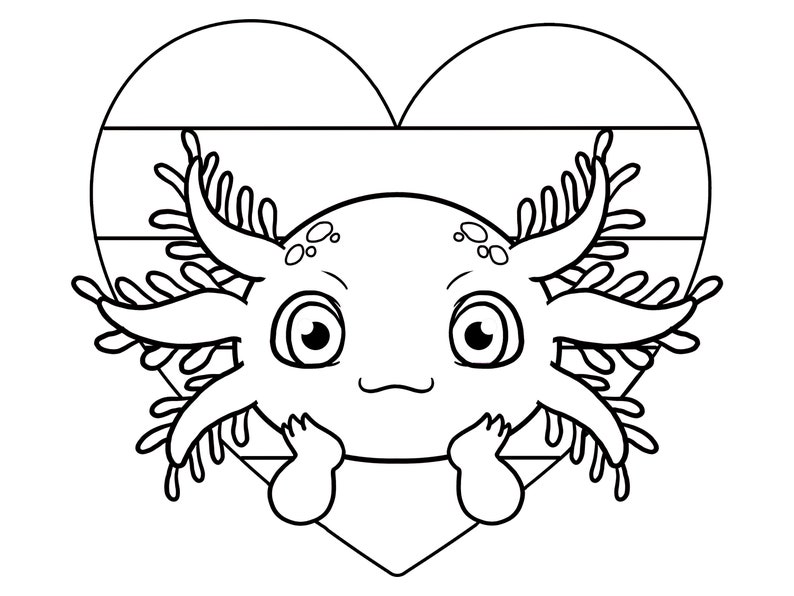 Cute Axolotl Coloring Page / Digital Download / Axolotls Kawaii Kids ...