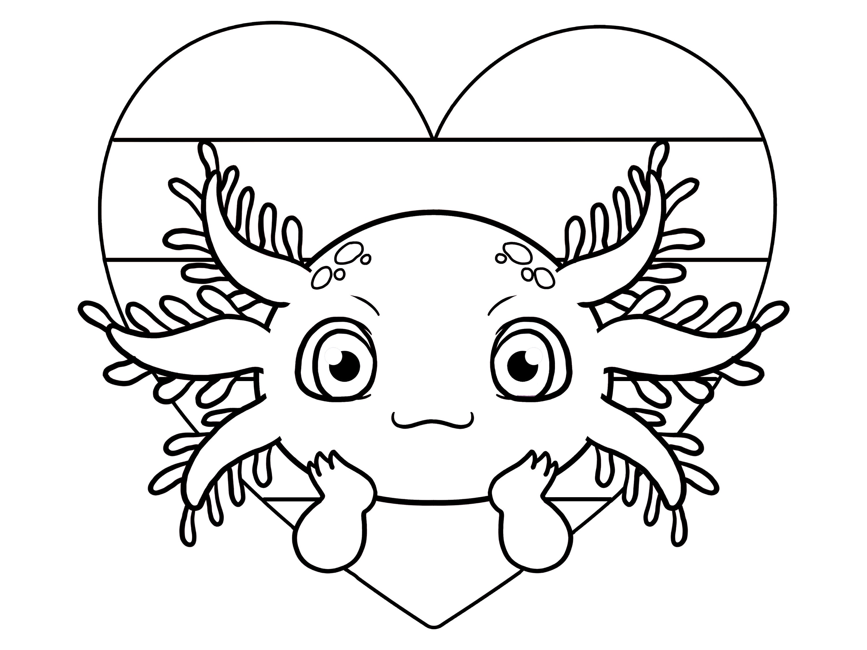 Cute Axolotl Coloring Page / Digital Download / Axolotls Kawaii Kids ...