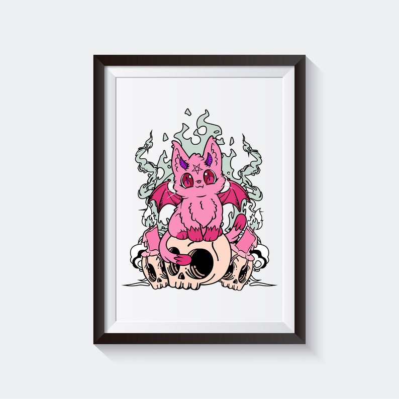 Printable Pastel Goth Coloring Pages / Demon Cat / Scary Cute Teddy ...