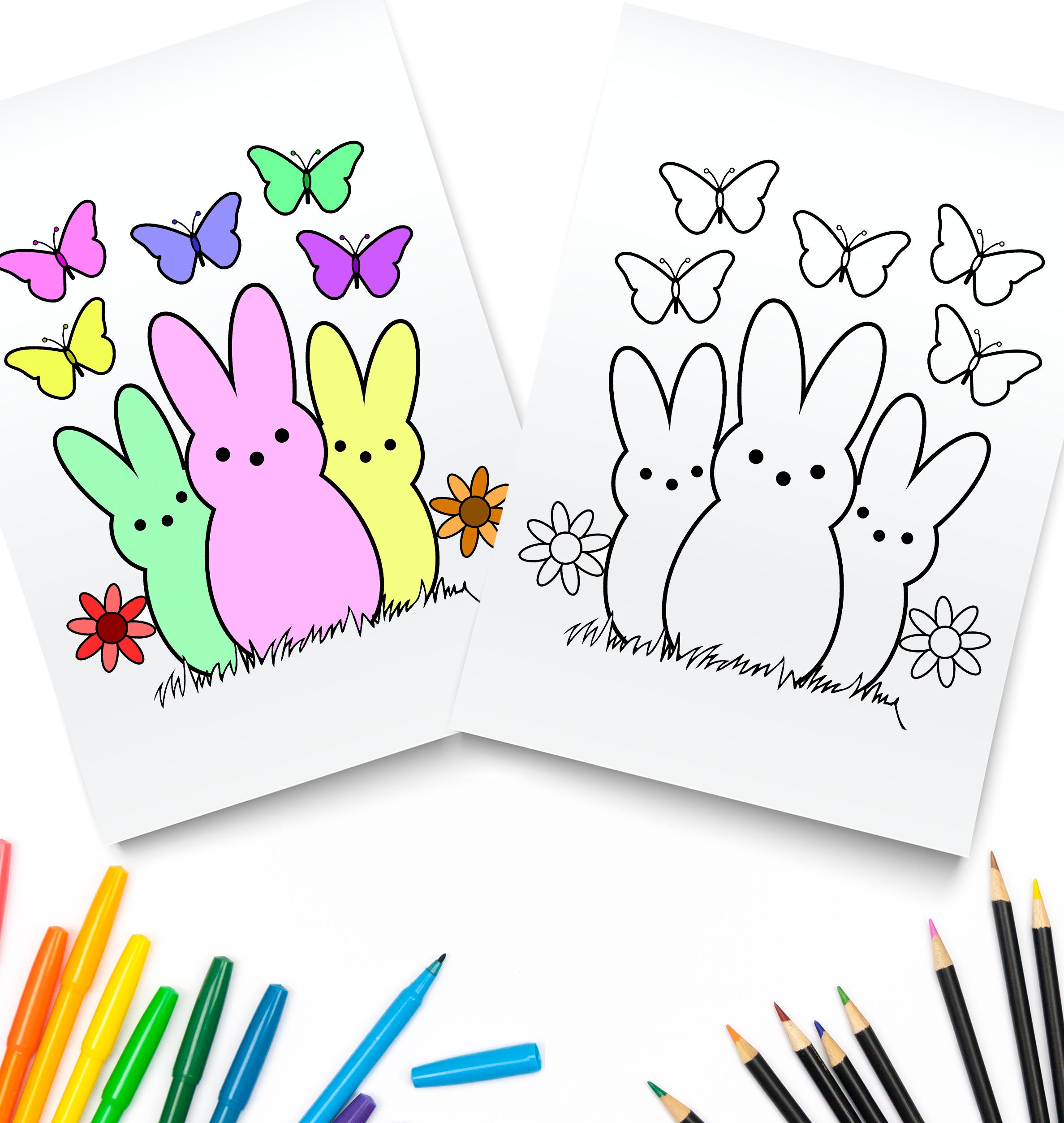 Easter Coloring Pages Printable / Easter Bunny / Digital Download ...