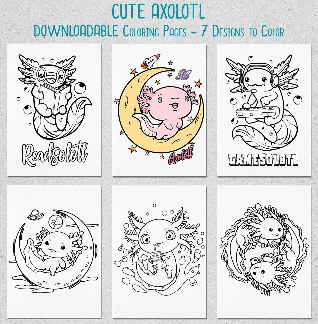 Cute Axolotl Coloring Pages / Axolotl Yinyang / Bobalotl / Gamesolotl ...