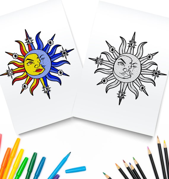 Celestial Sun and Moon Printable / Digital Download / Sun and | Etsy