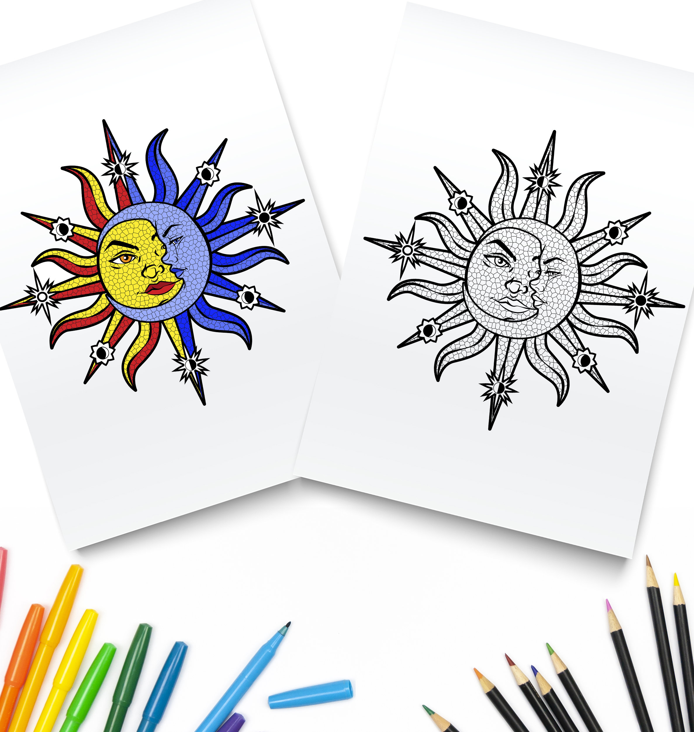 Easy Sun And Moon Drawings