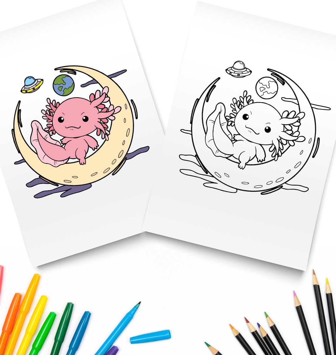 Printable Cute Axolotl Coloring Page / Digital Download / Axolotls ...