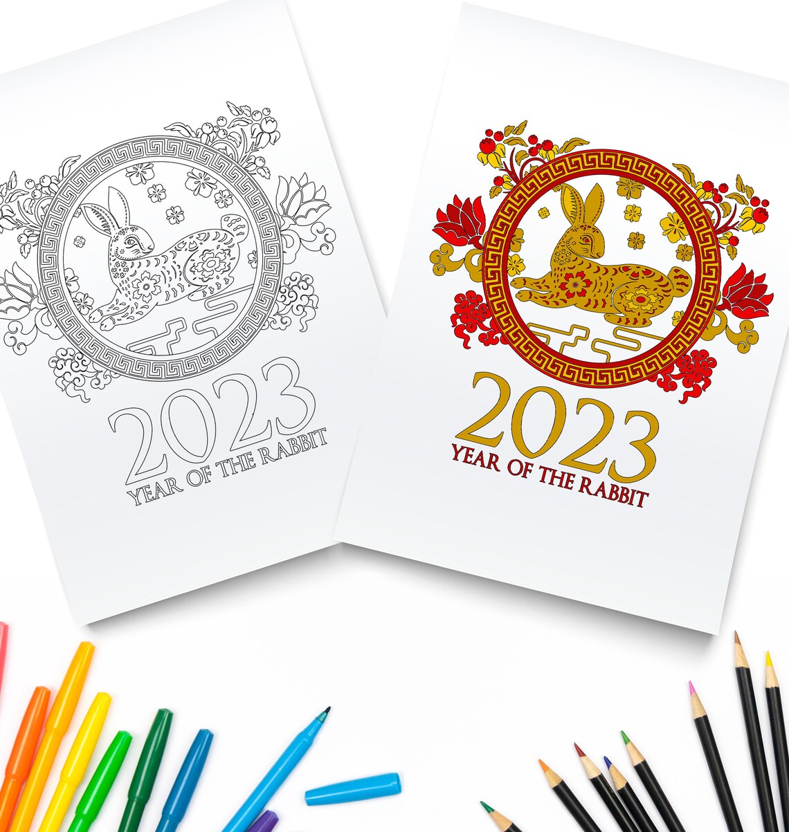 Year of the Rabbit Coloring Printable / Chinese New Year Downloadable ...