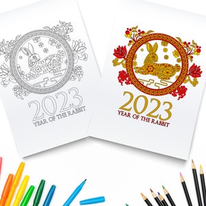 Year of the Rabbit Coloring Printable / Chinese New Year Downloadable ...