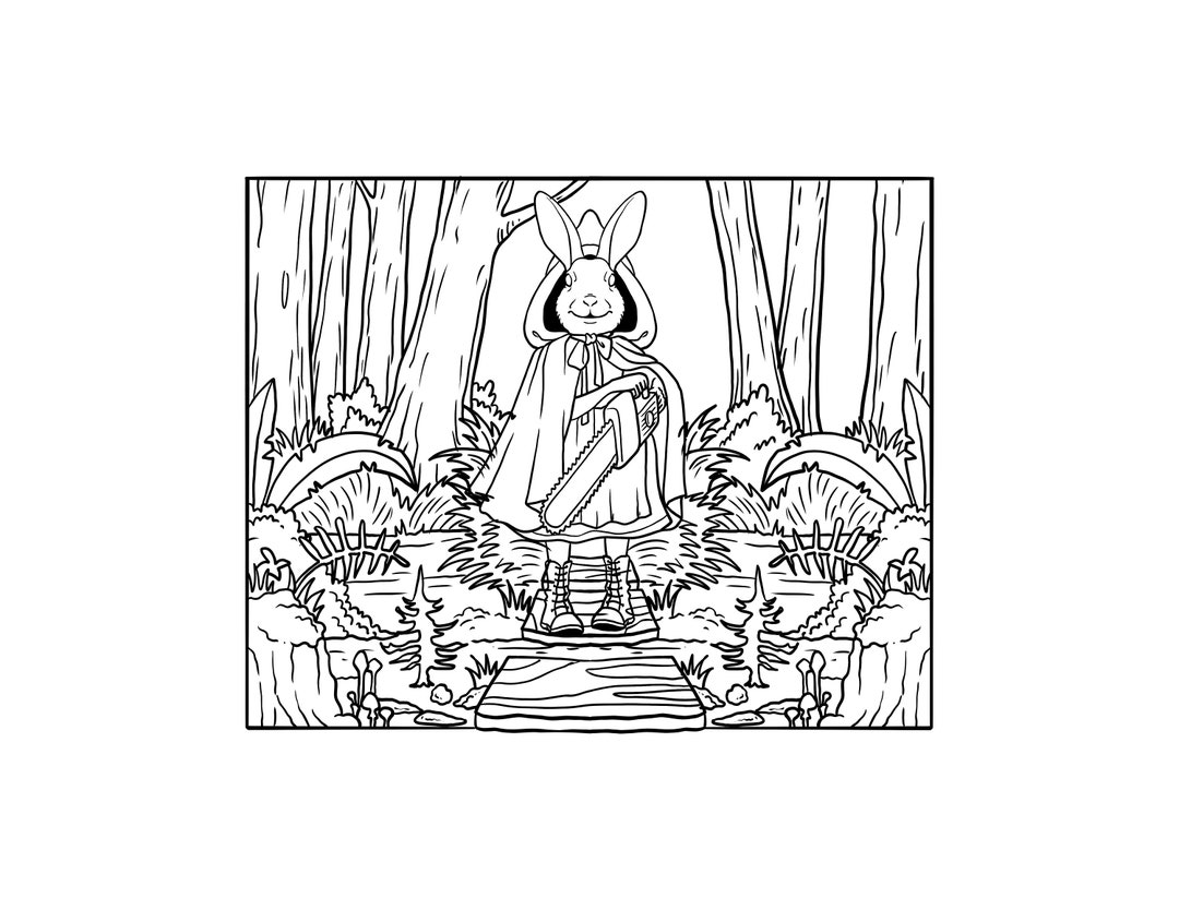 Printable Creepy Bunny / Digital Download / Bunny Coloring Page - Etsy