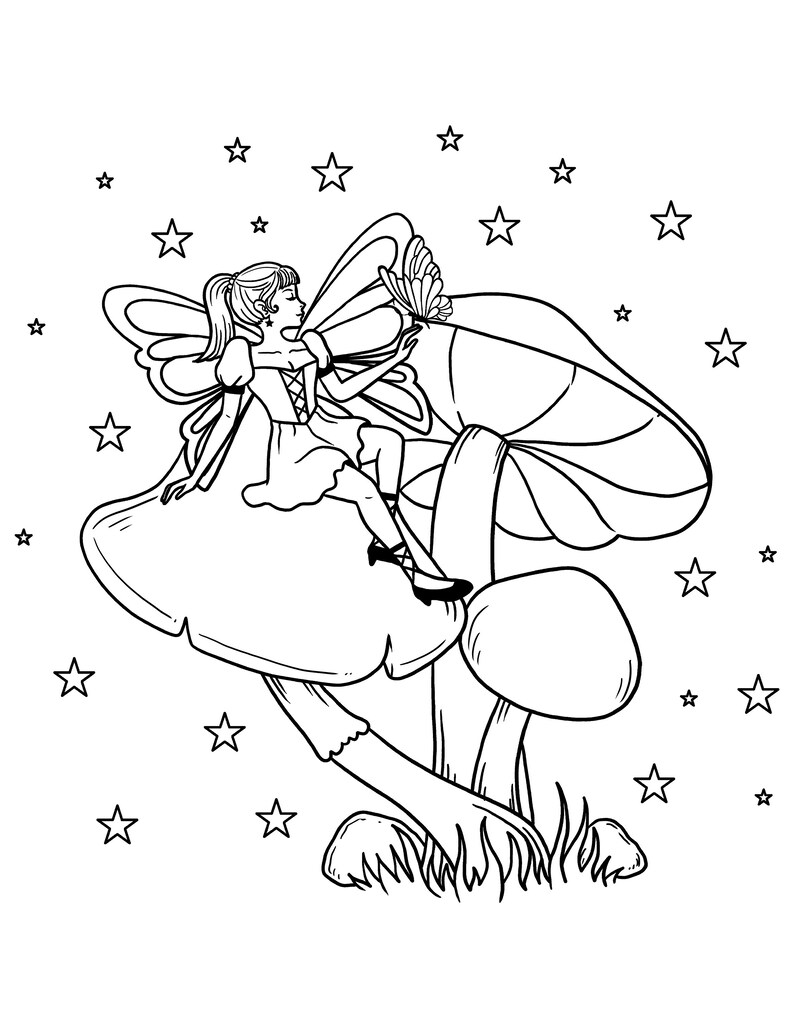 Fairycore Printable PDF / Fantasy Coloring Page / Digital Download ...