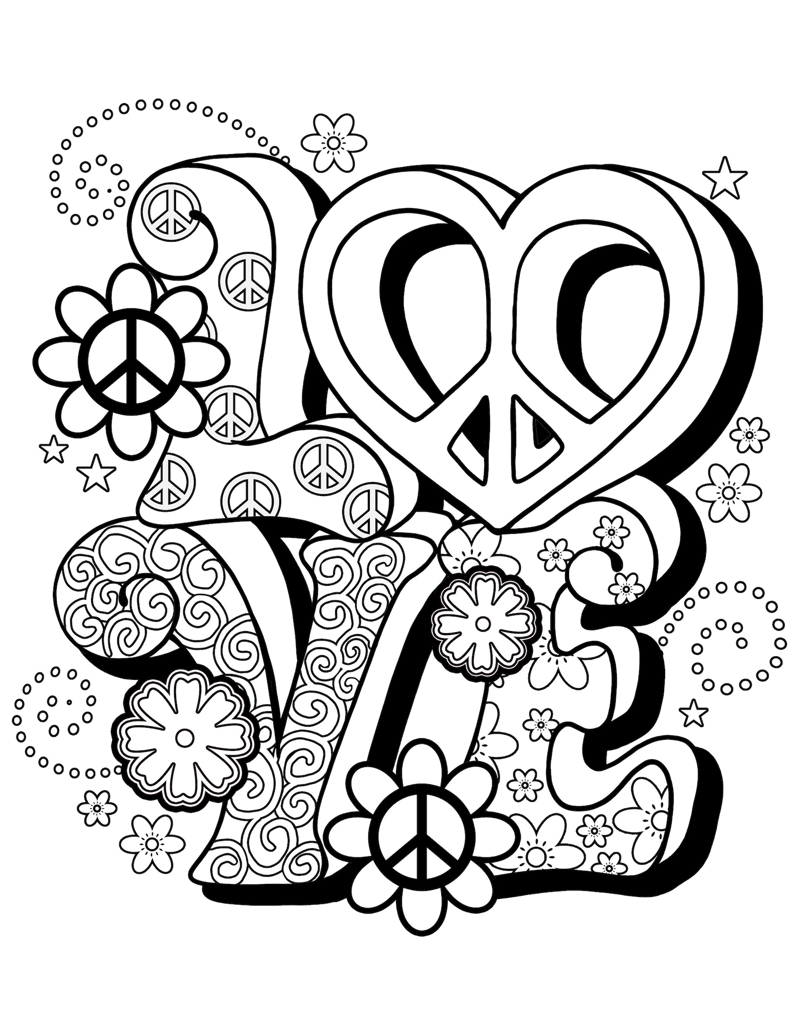 3D Love Peace Printable / Digital Download / Retro Hippie / Floral ...