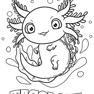 Cute Axolotl Coloring Page / Taco Digital Download / Axolotls Kawaii ...