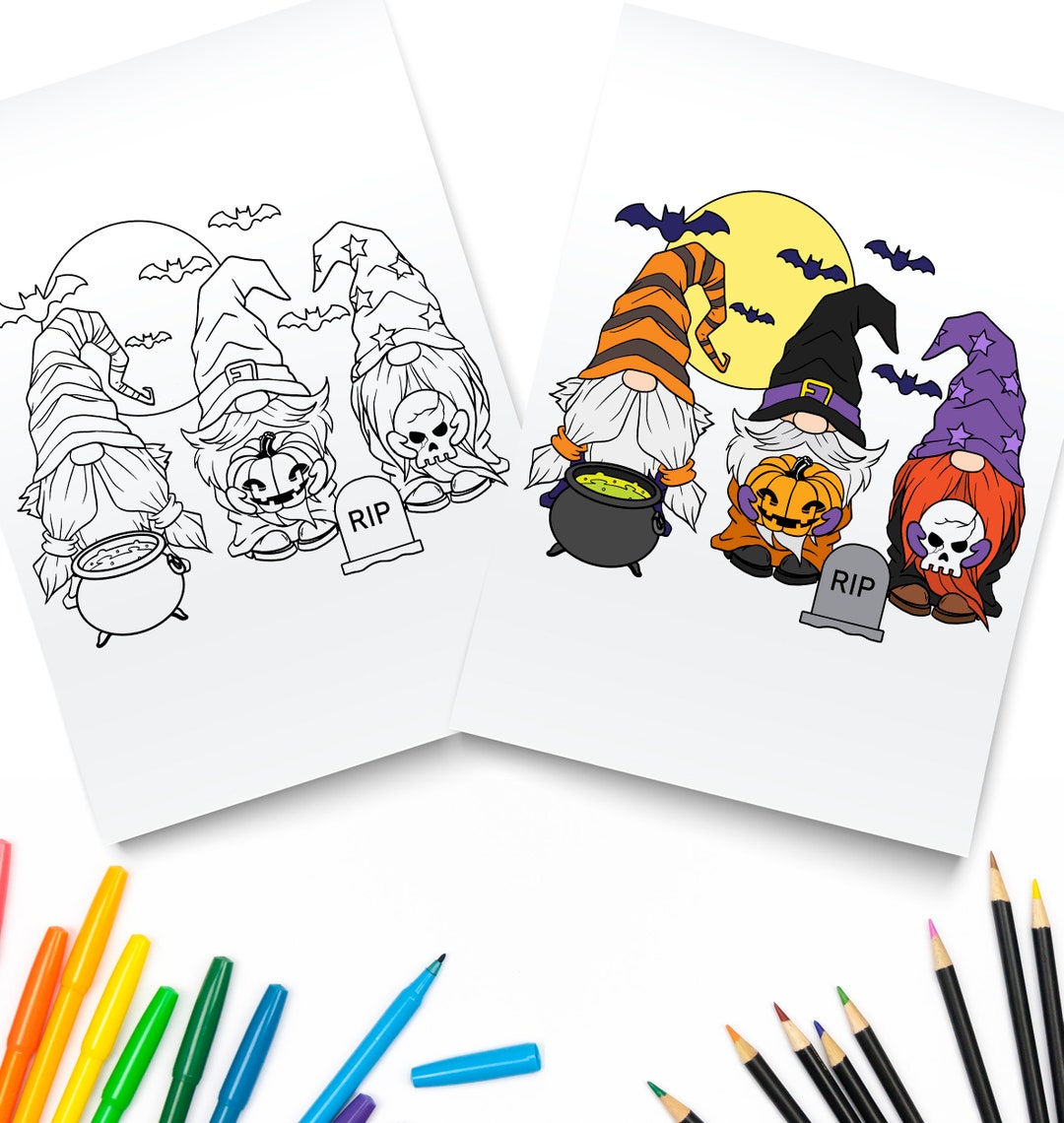 Halloween Gnomes Printable PDF / Spooky Halloween / Digital Download ...