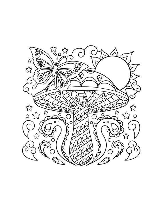Magic Mushroom Printable Coloring Pages / Digital Download / - Etsy