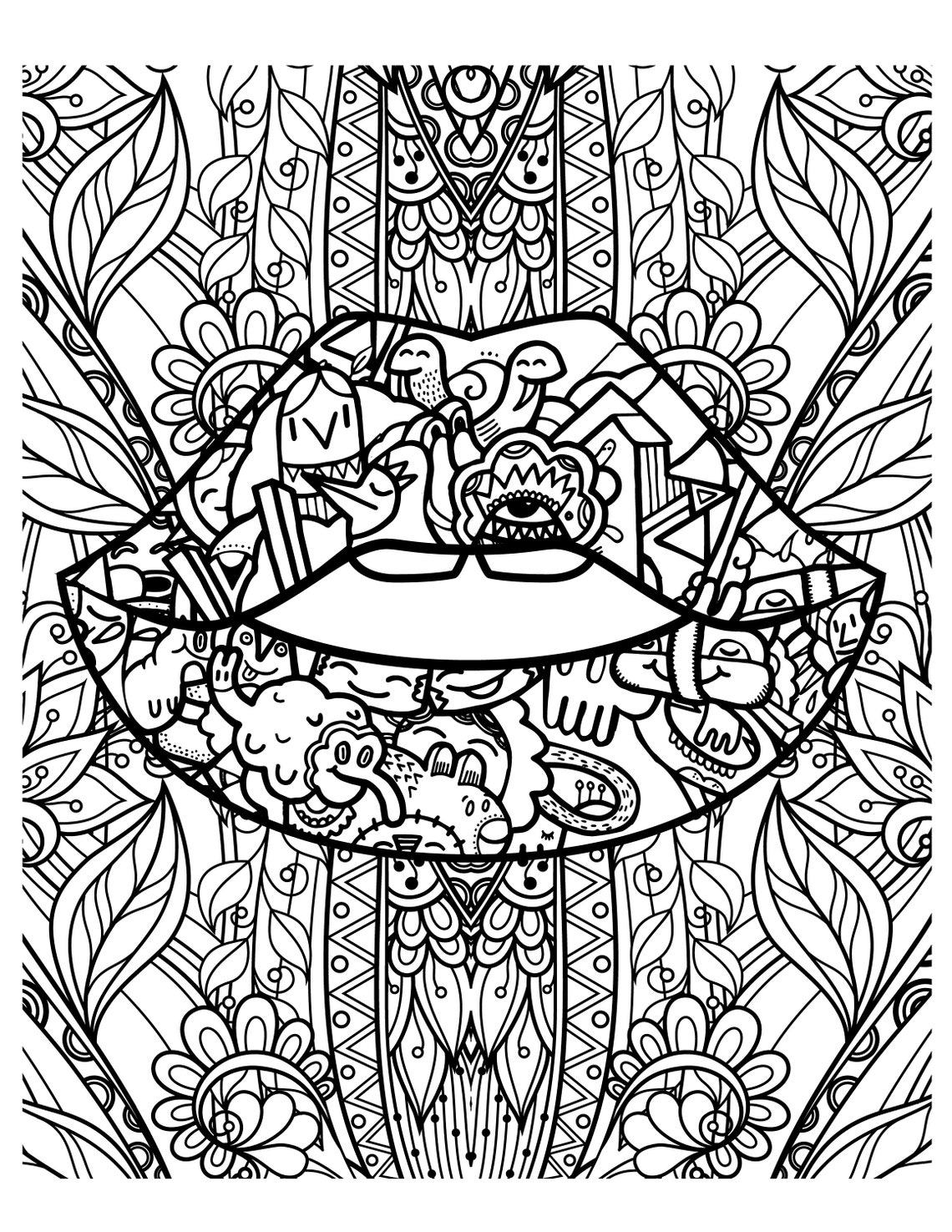 Trippy Lip Printable PDF / Digital Download / Trippy Stoner Coloring ...