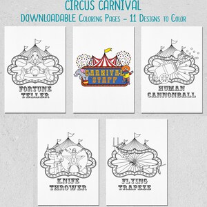 Circus Carnival Printable PDF / Digital Download / Circus Coloring Book ...