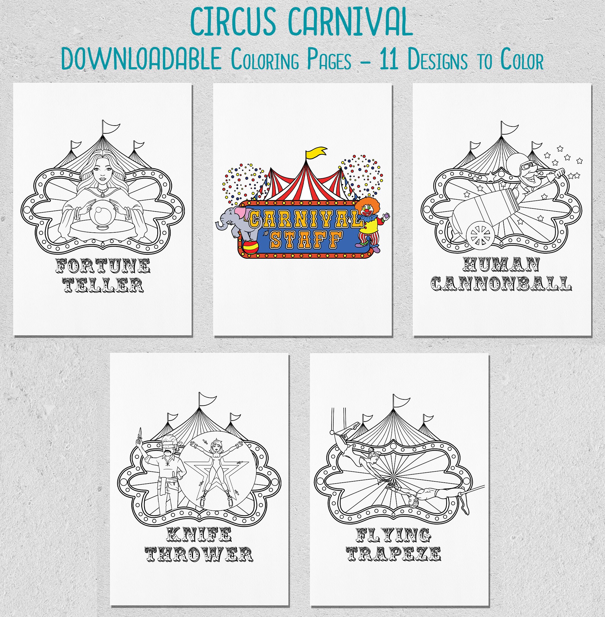 Circus Carnival Printable PDF / Digital Download / Circus Coloring Book ...