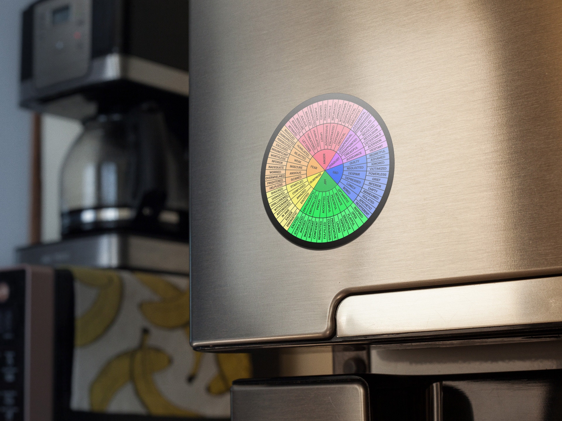 Feelings Wheel Magnet 4" or 6" / Emotions Wheel Fridge Magnet / Therapy ...