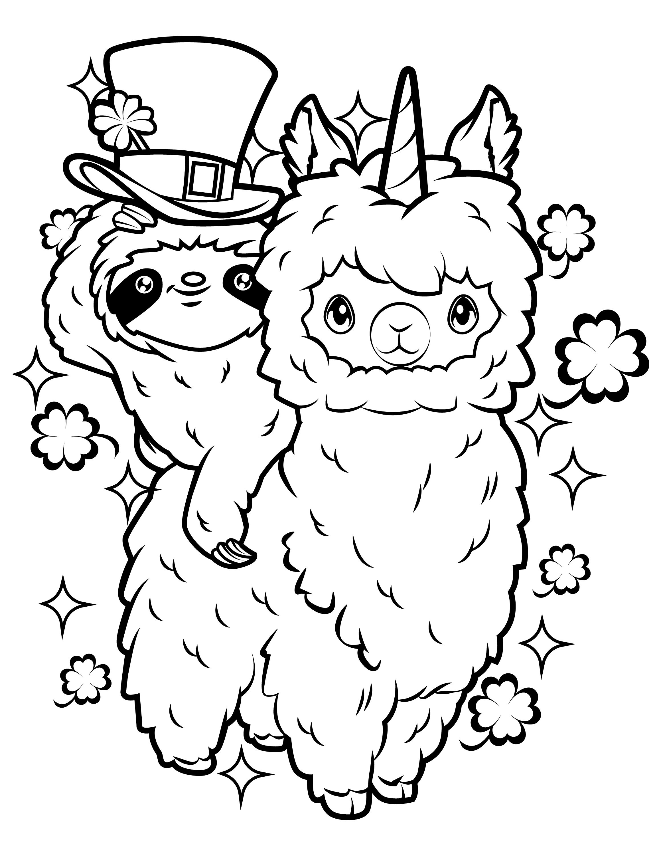 Printable St. Patrick Sloth Llama / Digital Download / One Lucky Llama ...
