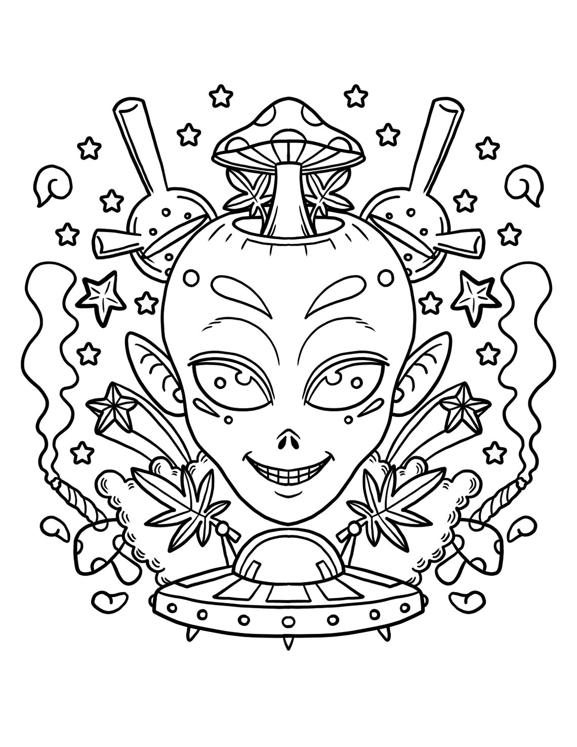 Trippy Alien / Magic Mushrooms Printable PDF / Digital Download ...