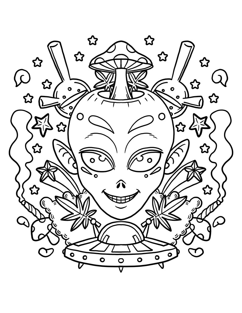 Trippy Alien / Magic Mushrooms Printable PDF / Digital Download ...
